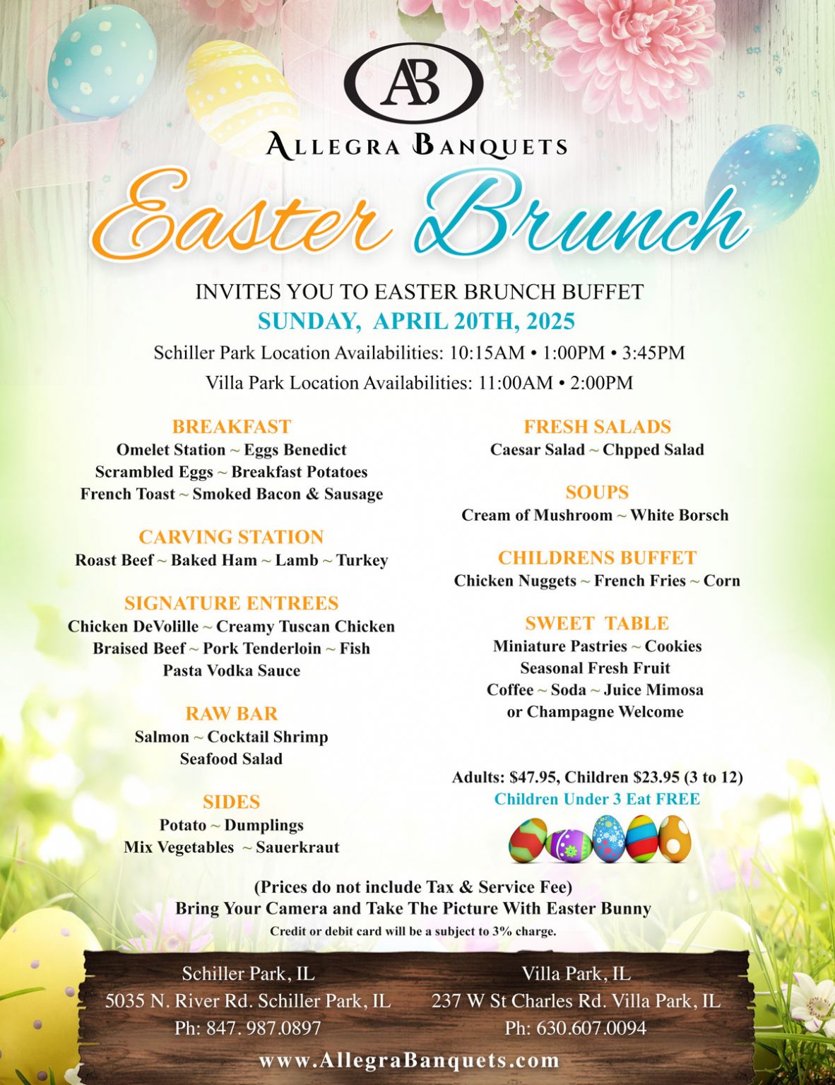 Easter Brunch Menu - Allegra Banquets Villa Park